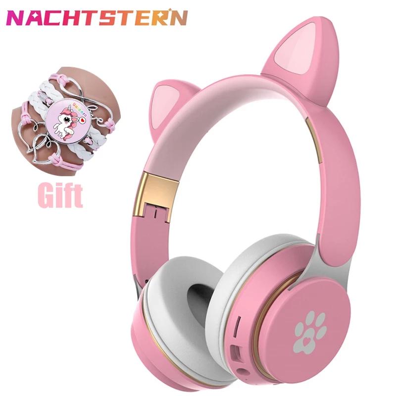 Buy LED Cat Ear Wireless Headphones Bass Noise Cancelling Adults Kids ...