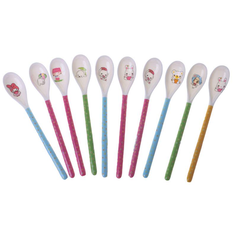 Buy Baby Spoon Long Handle Feeding Newborn Infant Food Grade Dishes ...