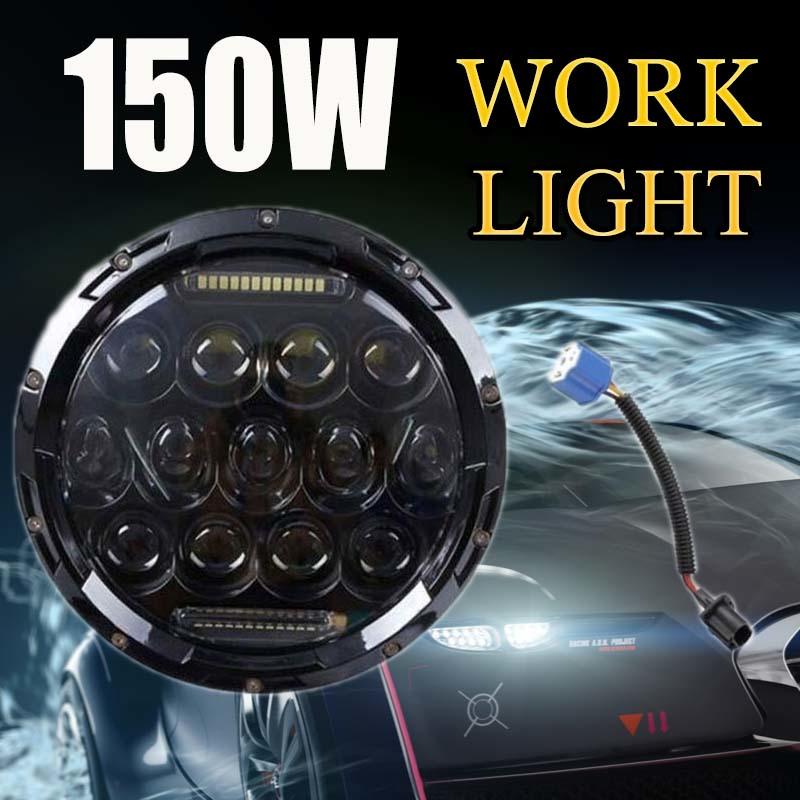 Motosiklet Far LED Farlar 150W 7INCH Hi/Lo Beam Far LED Farlar uygun ...