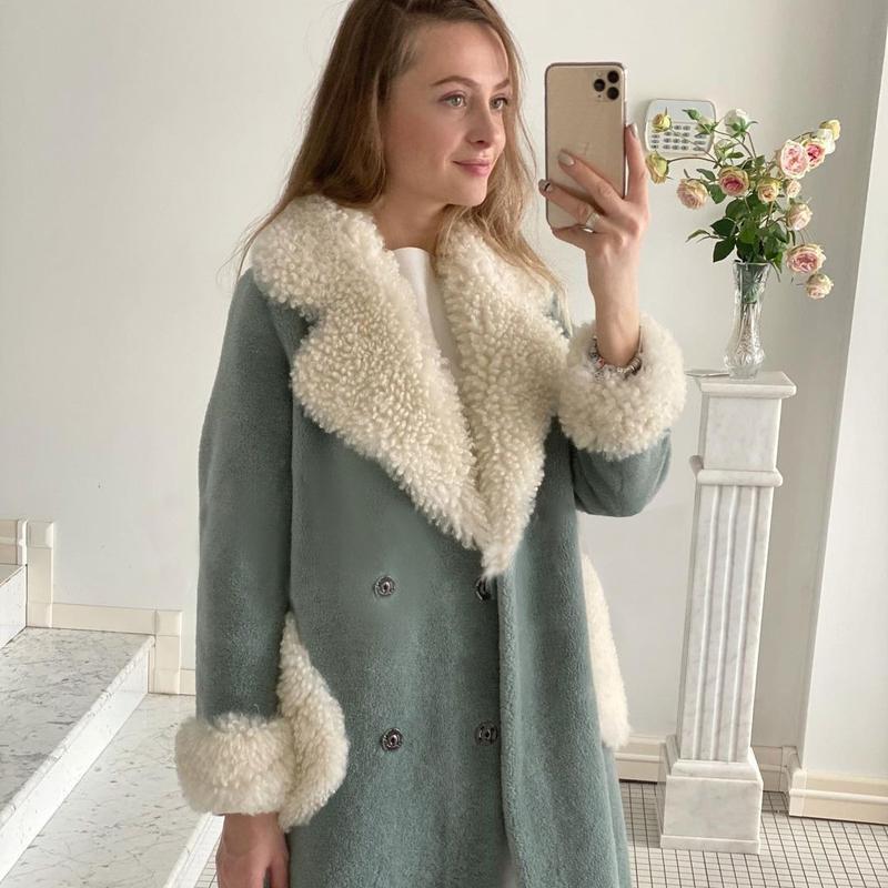 Buy Women's Winter Fashion Warm Lamb Wool Long Lapel Pocket Jacket ...