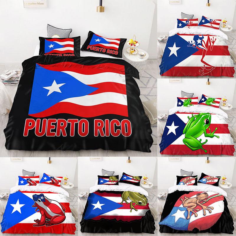 Buy Puerto Rico Flag Puerto Rican Comfort Bedding Set 2/3Pcs Cotton ...