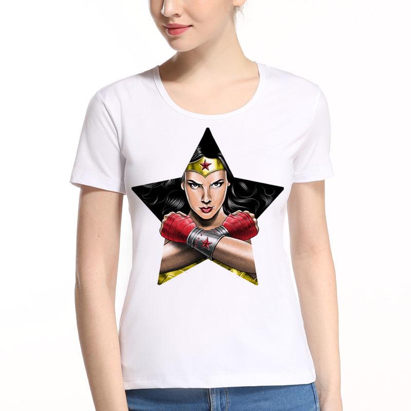 Buy Wonder Woman Logo Print Fashion Punk Tops Female Camisetas Kawaii ...