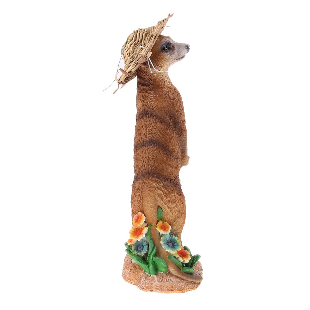 Reçine Craft Mongoose Heykel Bahçesi Dekor Hayvanlar Hasır Şapkalar ...