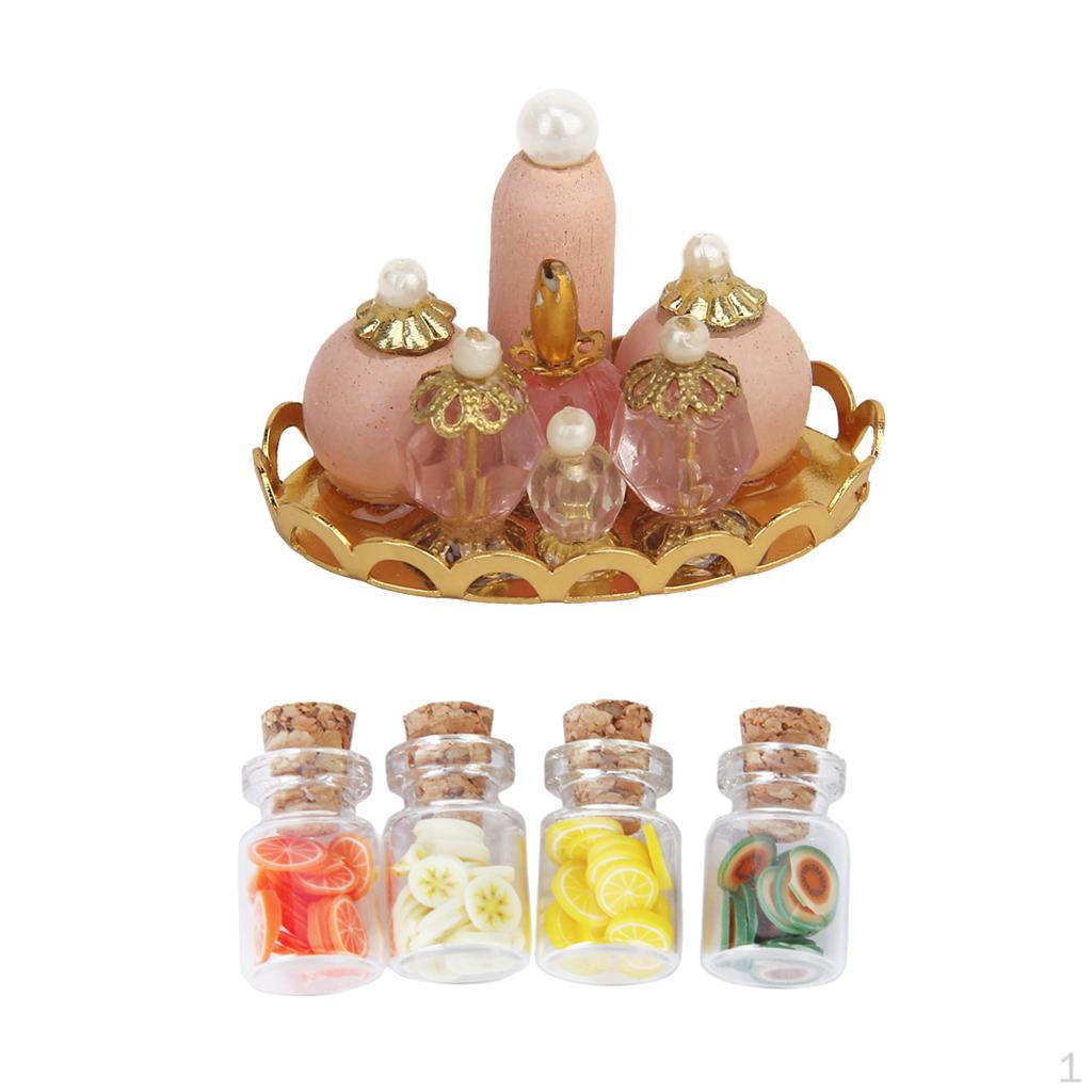 Buy 1/12 Dollhouse Miniature Pink Perfume Bottles and Food Bottles Toys ...