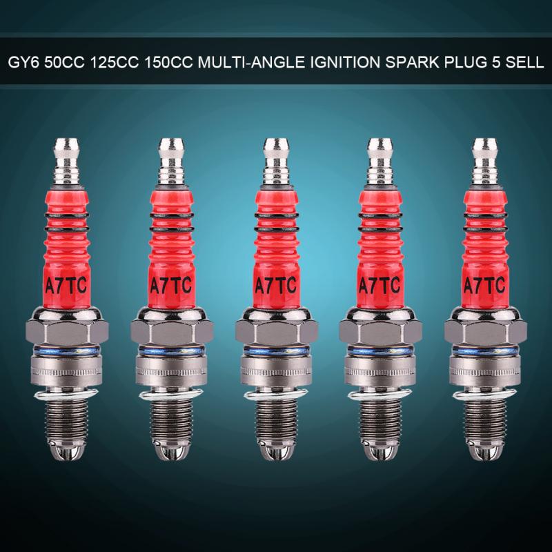 5Pcs Racing Spark Plug with 3 Electrode for Scooter GY6 50CC 125CC ...