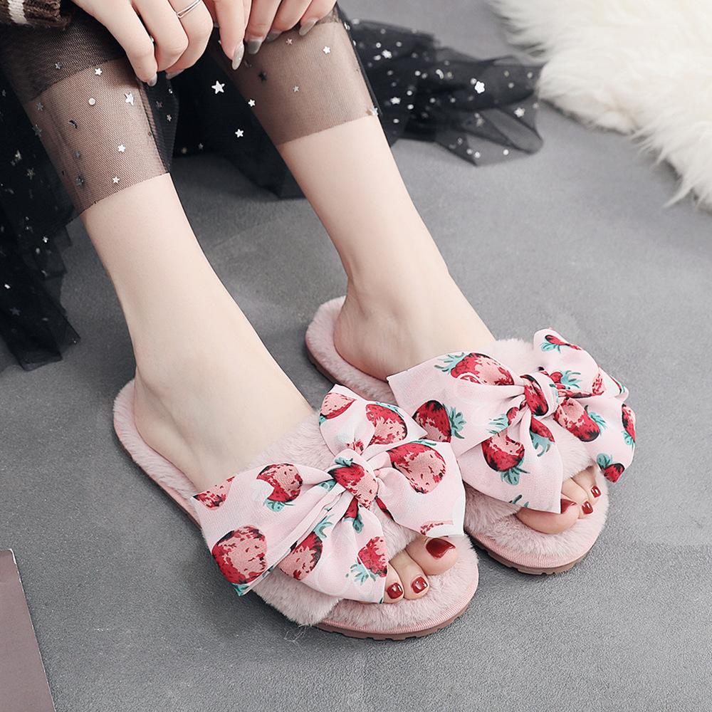 Buy Plush Indoor Slippers Women Cotton Warm Soft Home Shoes Winter Love ...