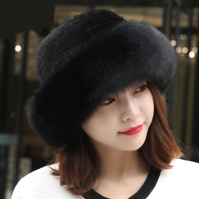 Buy Women Fluffy Knitted Winter Warm Rex Rabbit Soft Fur Hats Casual ...