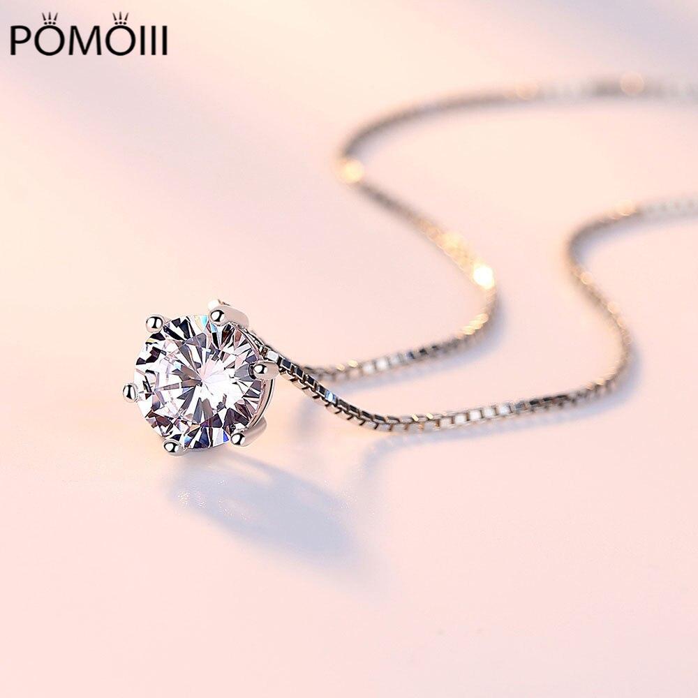 New 925 Sterling Silver Women Necklaces Pendant Single Drill High ...