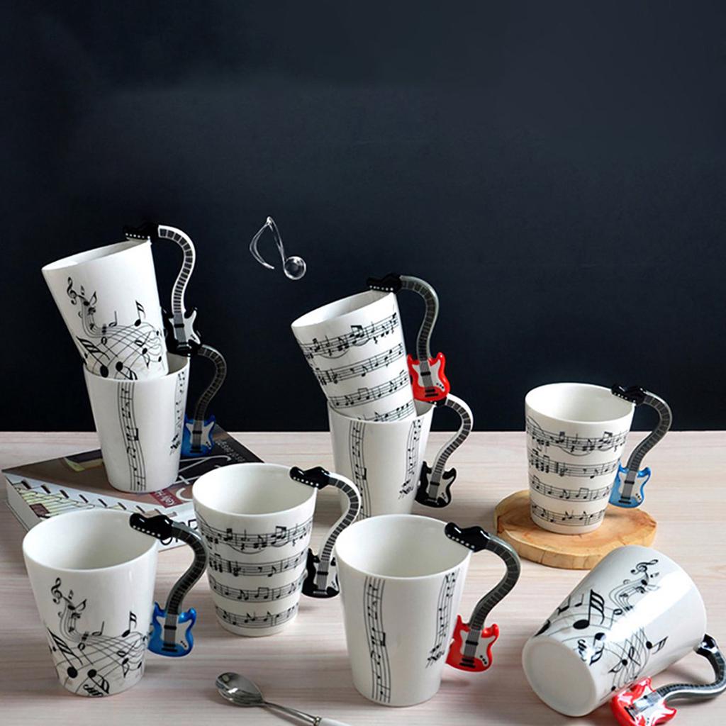 Creative Notes Ceramic Cup Music Cup Music Instrument Big Mug Coffee ...