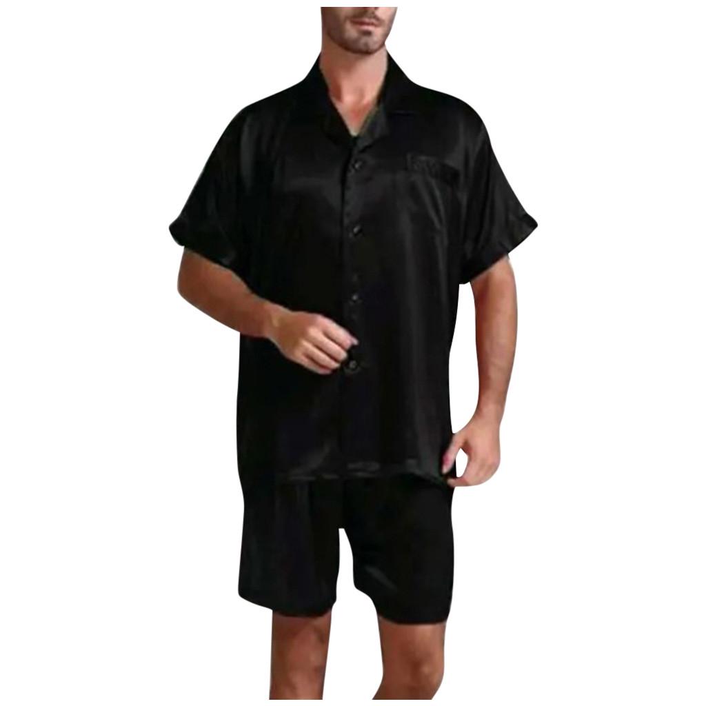 Buy [BD65] Men's Solid Color Home Wear Men's Pajamas Suit Comfortable ...