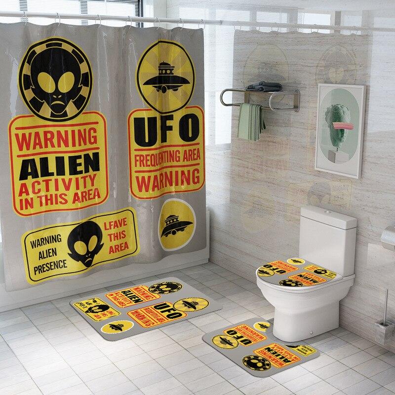 Alien Shower Curtain Sets Polyester Fabric Waterproof UFO Decor ...