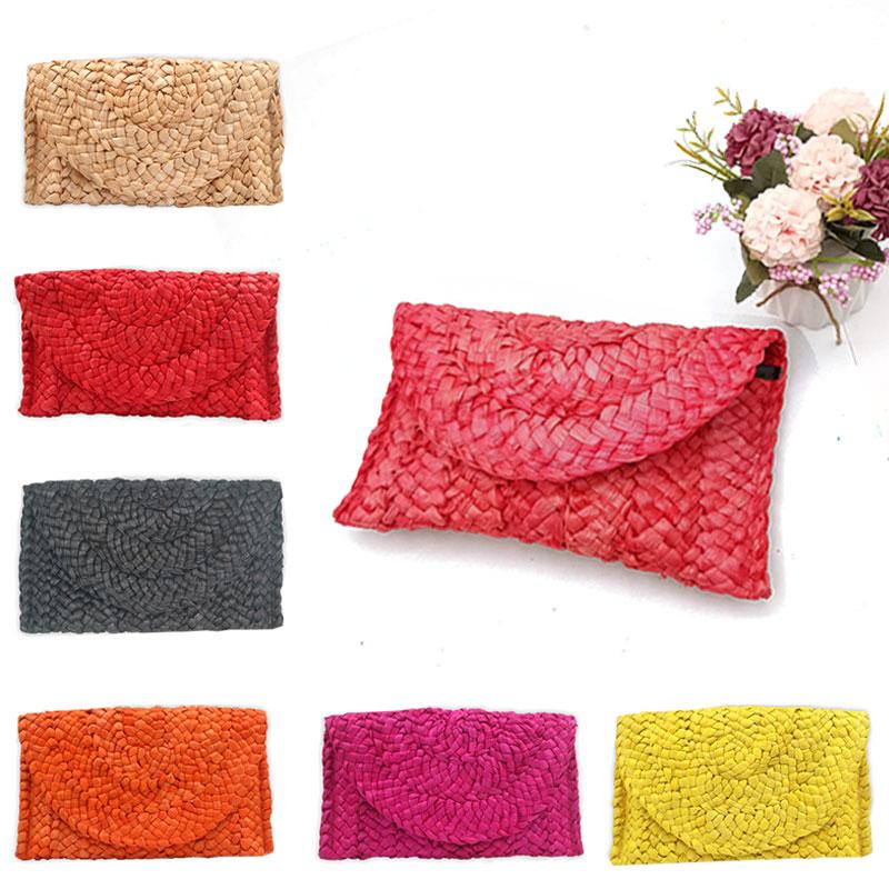 Buy Straw Clutch Purses for Women Summer Beach Handmade Handbags Wallet ...