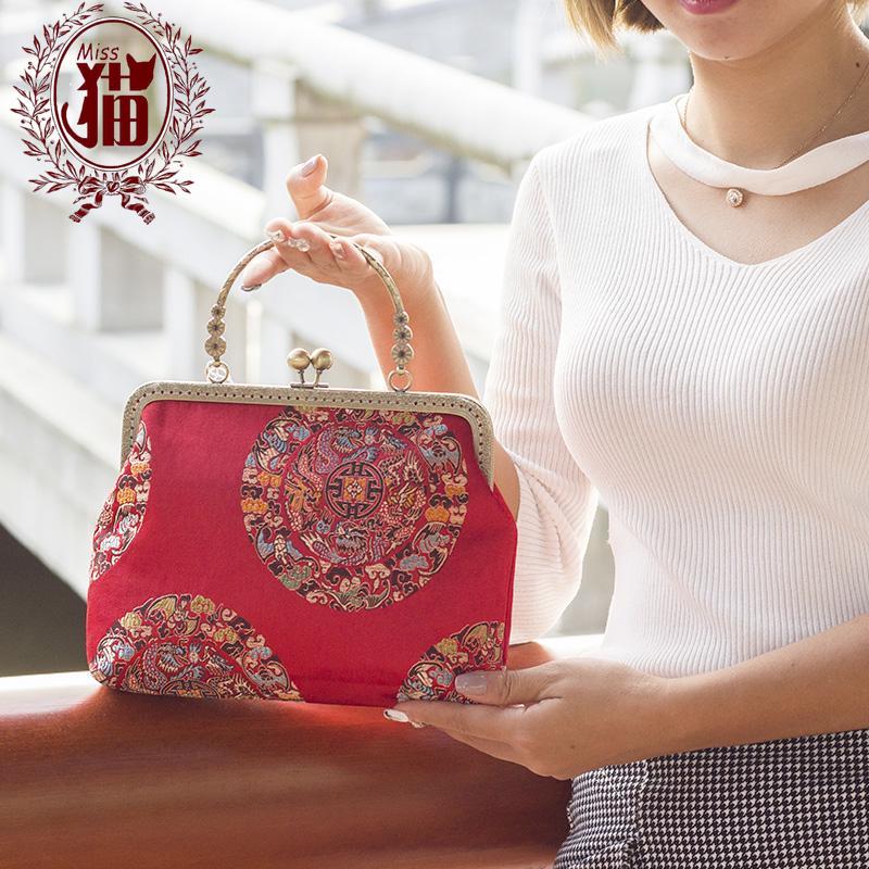 Handbag handmade bag female bag retro red bag mini bag Dinner bag uygun ...