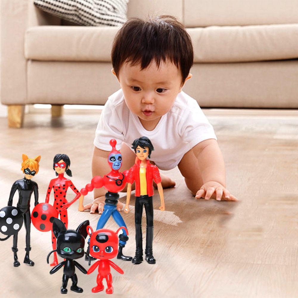 Buy 6PCS Miraculous Ladybug Tikki Noir Cat Plagg Adrien Movie Action ...