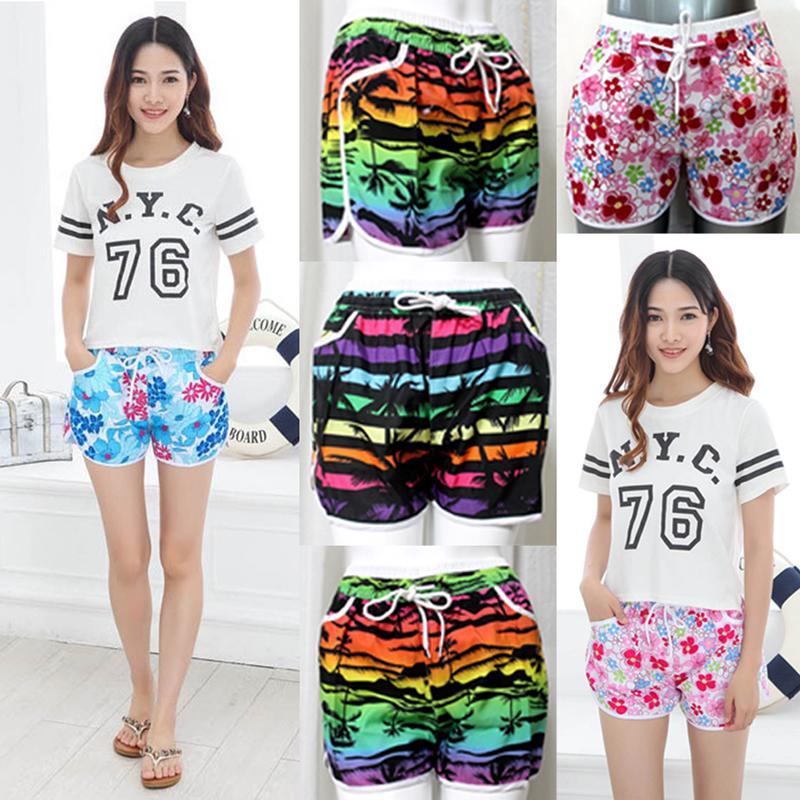 Buy Women Summer Elastic Waist Drawstring All Match Beach Shorts at ...