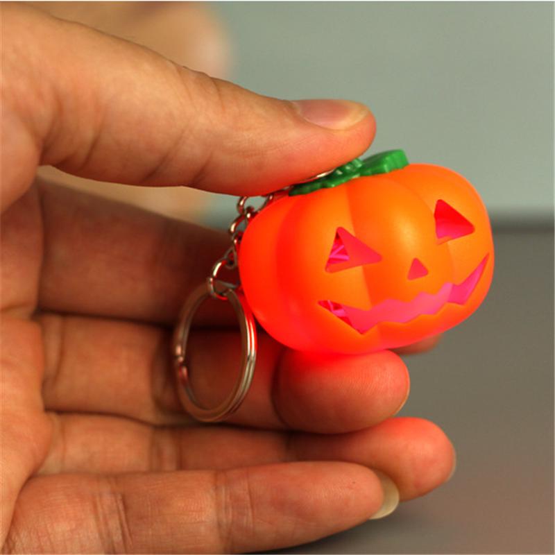 Buy Halloween Gift Pumpkin Head Keychain LED Lighted Sound Keychain ...