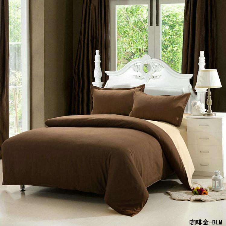 Buy 4pcs Stylish Solid Color Duvet Cover Bedroom Polyester Bed Cover ...