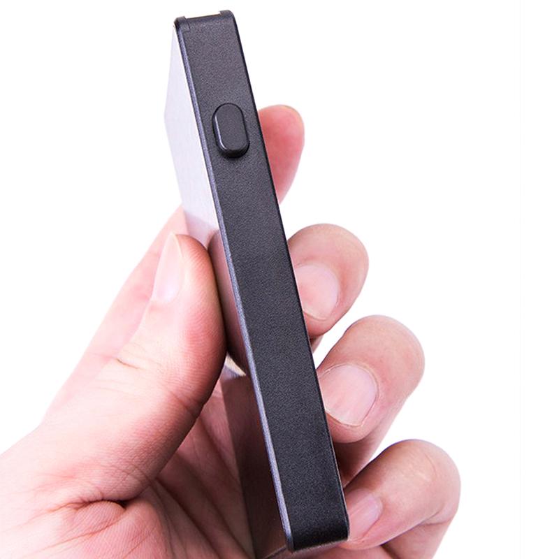 Cheap Aluminum Single Box Smart Wallet Slim Rfid Clutch Push Button ...