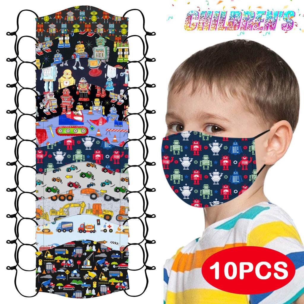 Buy Sawei 10PCs Children's Adjustable Windproof Reusable Printed Mask ...