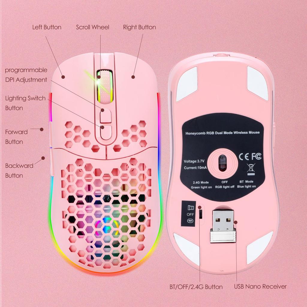 Cumpără Mouse wireless pentru jocuri, mouse de computer cu coajă fagure ...