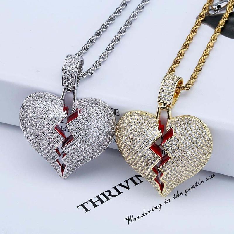 Buy 1pcs Luxury Women Male Bling Silver Chain Iced Out Chain Cubic ...