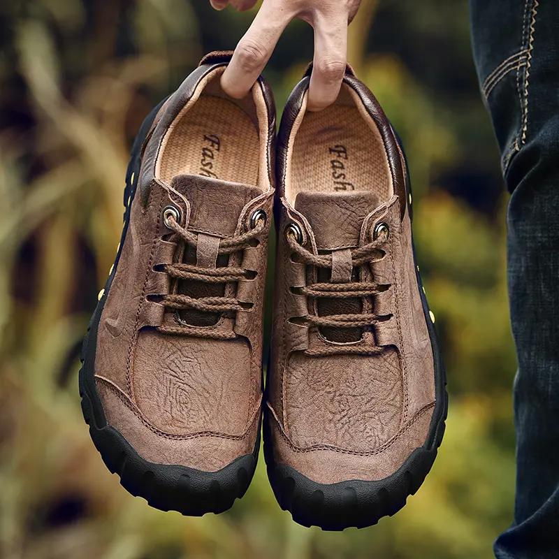 Cheap Men's Genuine Leather Hiking Shoes Outdoor Casual Shoes | Joom
