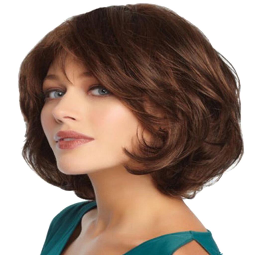 Buy Fashion Synthetic Short Brown Curly Hair Wig Natural Hair Wigs ...