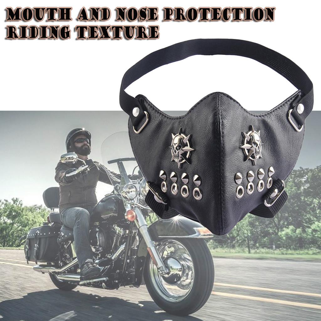 Buy Sandy Punk Leather Mask Motorcycle Biker Half Face Mask Anti-Dust ...