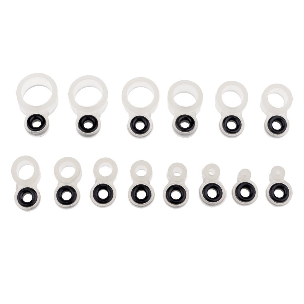 14pcs Silicone and Ceramic Fishing Rod Guides Repair Kit Tip Eye Rings ...