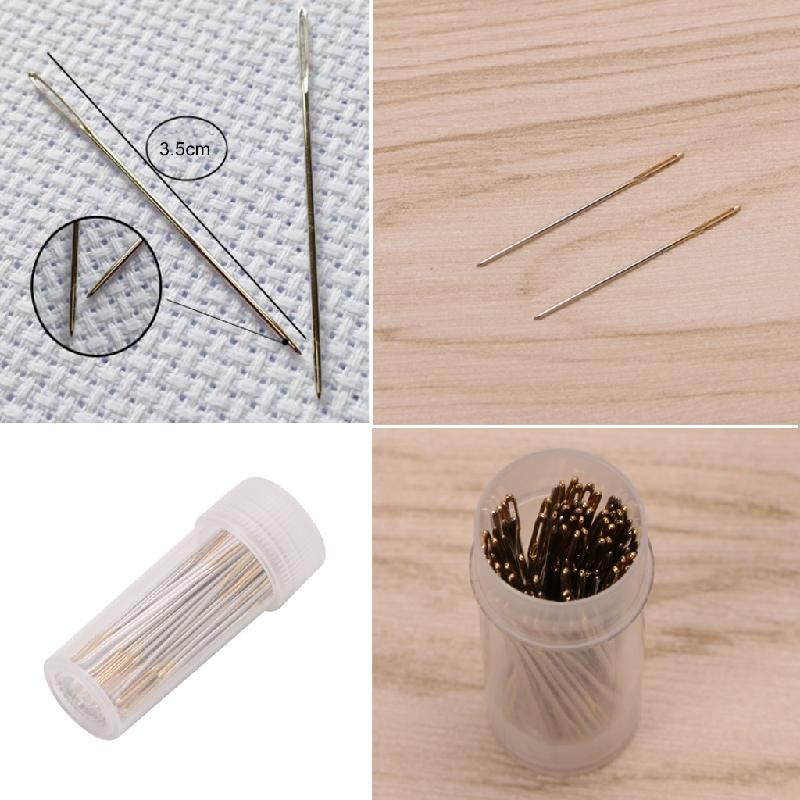 Buy 100Pcs Golden Tail Needles 24# Embroidery Fabric Cross Stitch ...