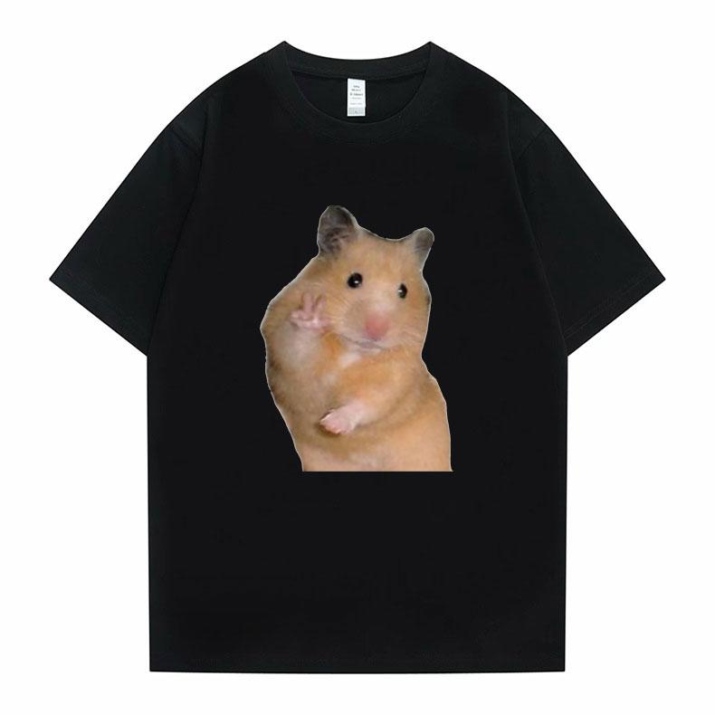 Satın alın Peace Hamster Meme Unisex Funny T Shirt Short Sleeve Cute ...