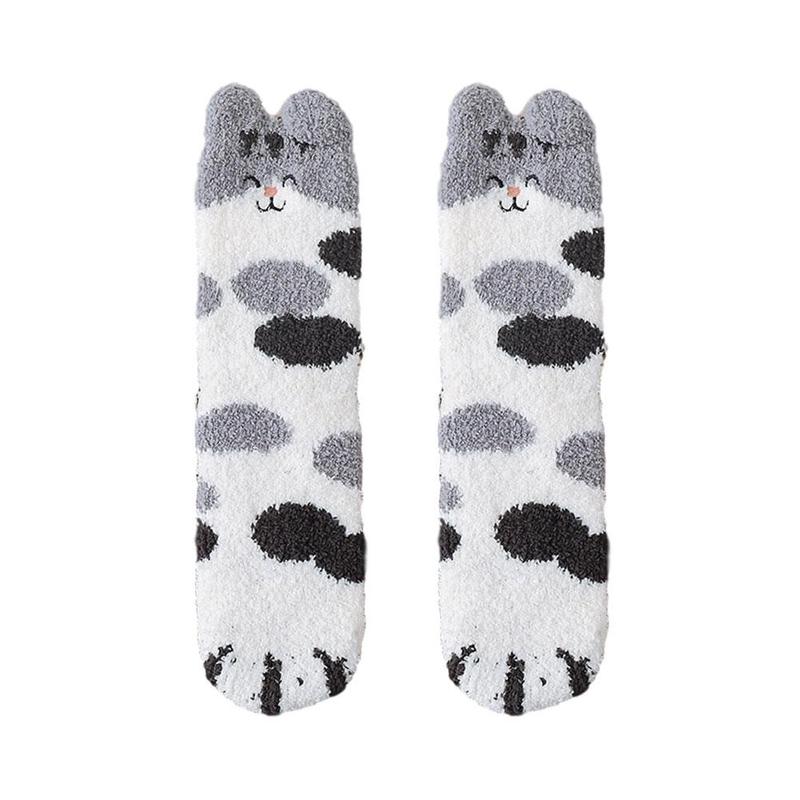 Winter Cat Claws Cute Thick Warm Sleep Floor Sock Plush Coral Fleece ...