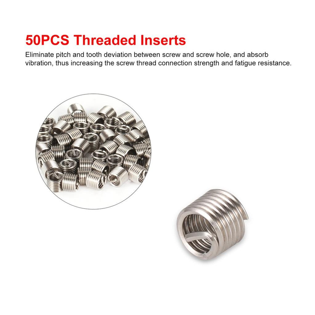 Buy SX 50PCS Threaded Inserts M6 1.0 1.5D Stainless Steel Helicoil ...
