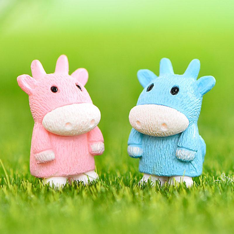 Figurine Miniature Cute Cartoon Cow Micro Landscape Ornaments For Home ...