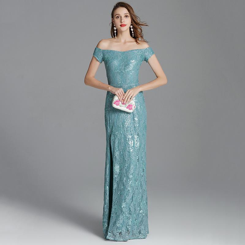 Satın alın European and American Sexy One Shoulder Embroidered Sequins ...