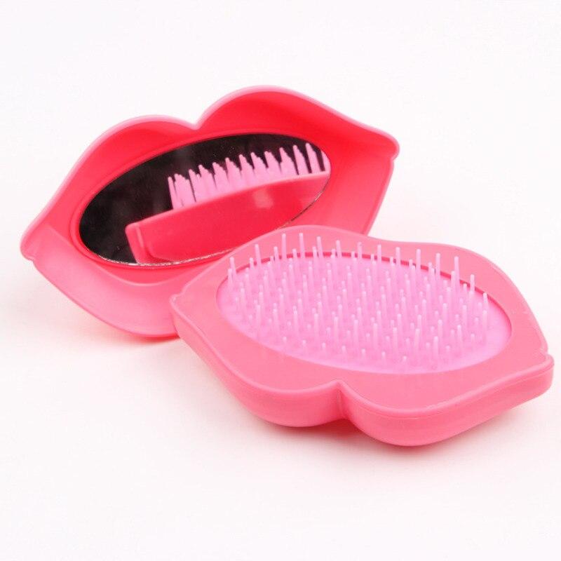 Buy Sexy Red Lips Woman Magic Handle Tangle Mirror Detangling Comb ...