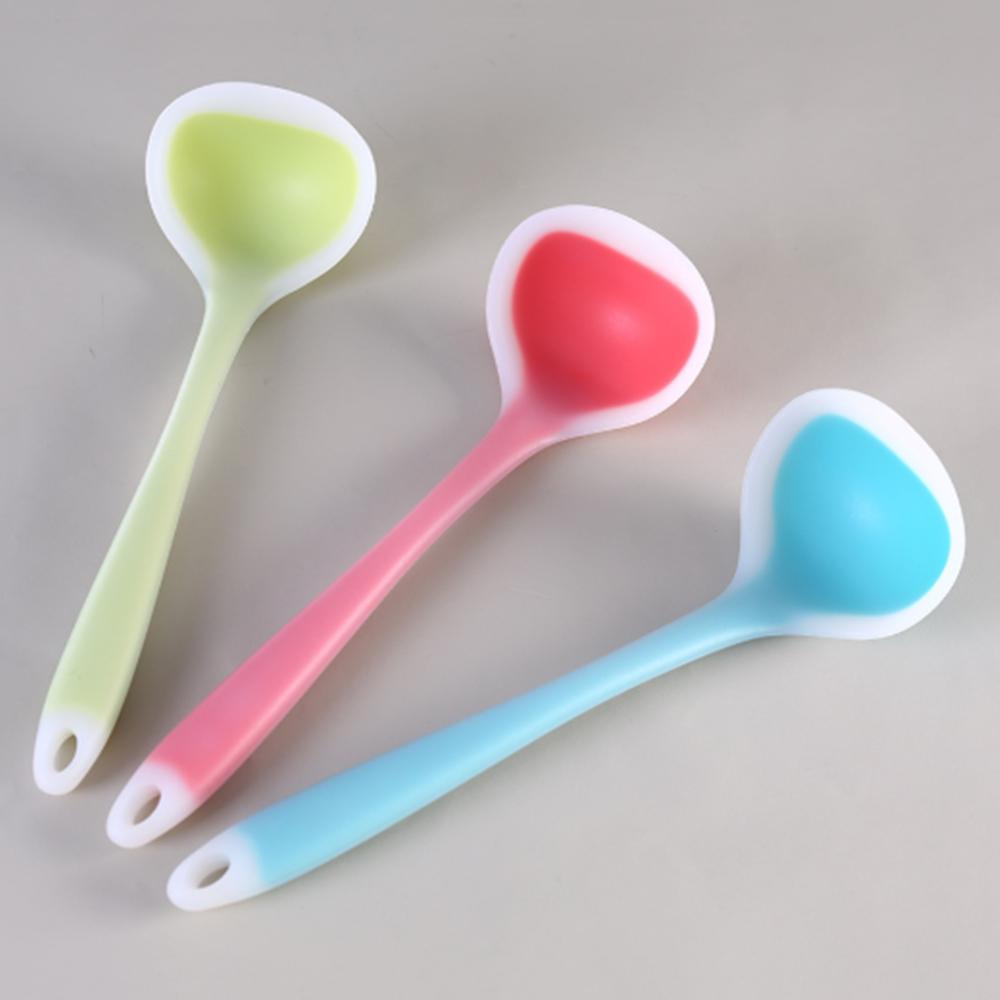 Silicone Food Grade Spoon Soup Spoon Long Handle Kitchen Home Household ...