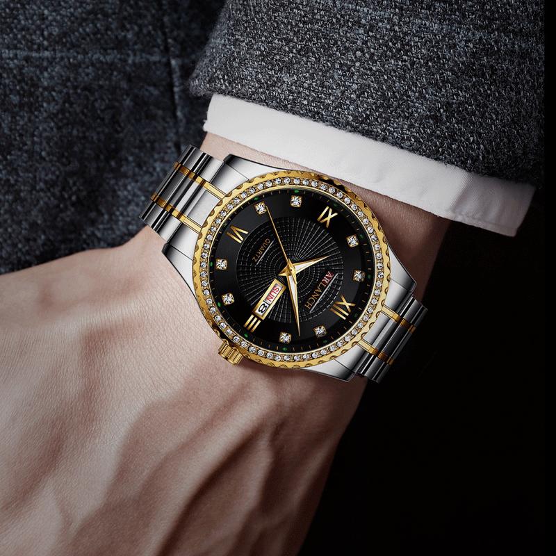 Buy ARLANCH Fashion Diamond Men Watches Top Brand Luxury Gold Black ...