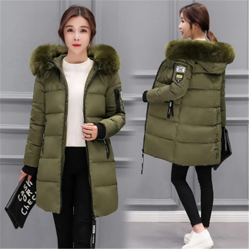 Buy 2022 Winter Jacket Women Parka Big Fur Collar Hooded Thick Warm Long Female Coat Casual ...