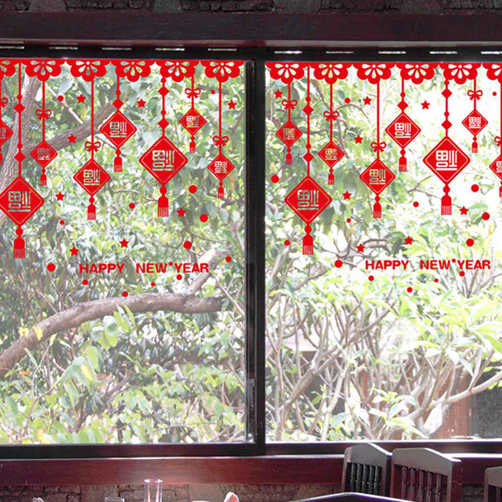 Spring Festival Wall Stickers Happy New Year Red Wall Stickers Window ...