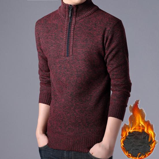 Buy Mens Sweater Solid Color Knitted Autumn Winter Warm Knitting ...