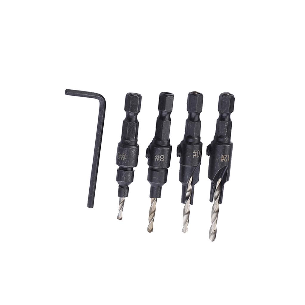 Buy 4x HSS Hexagonal Shank Countersunk Drill Bit Tapper Woodworking ...