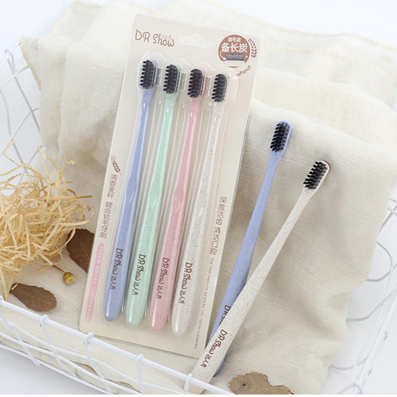 Buy Adult long charcoal toothbrush with healthy teeth and soft bristles ...