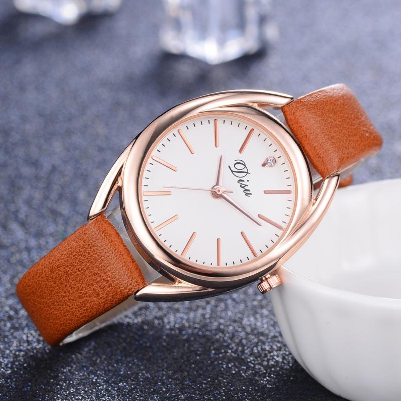 Buy Disu Women Classic Round PU Casual Watch Quartz Analog Bracelet ...