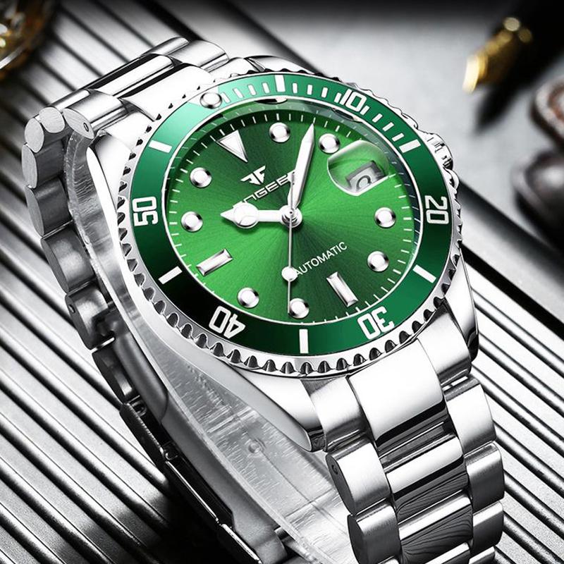 Buy Blue Luminous Men's Automatic Mechanical Watch Steel Belt ...