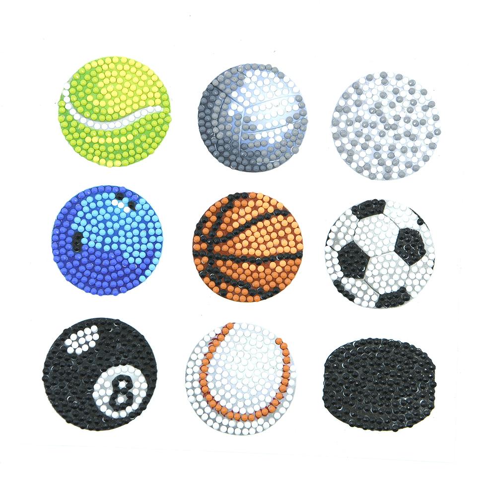 Buy 9pcs Stickers DIY Round Drill Diamond Painting Sports Ball ...