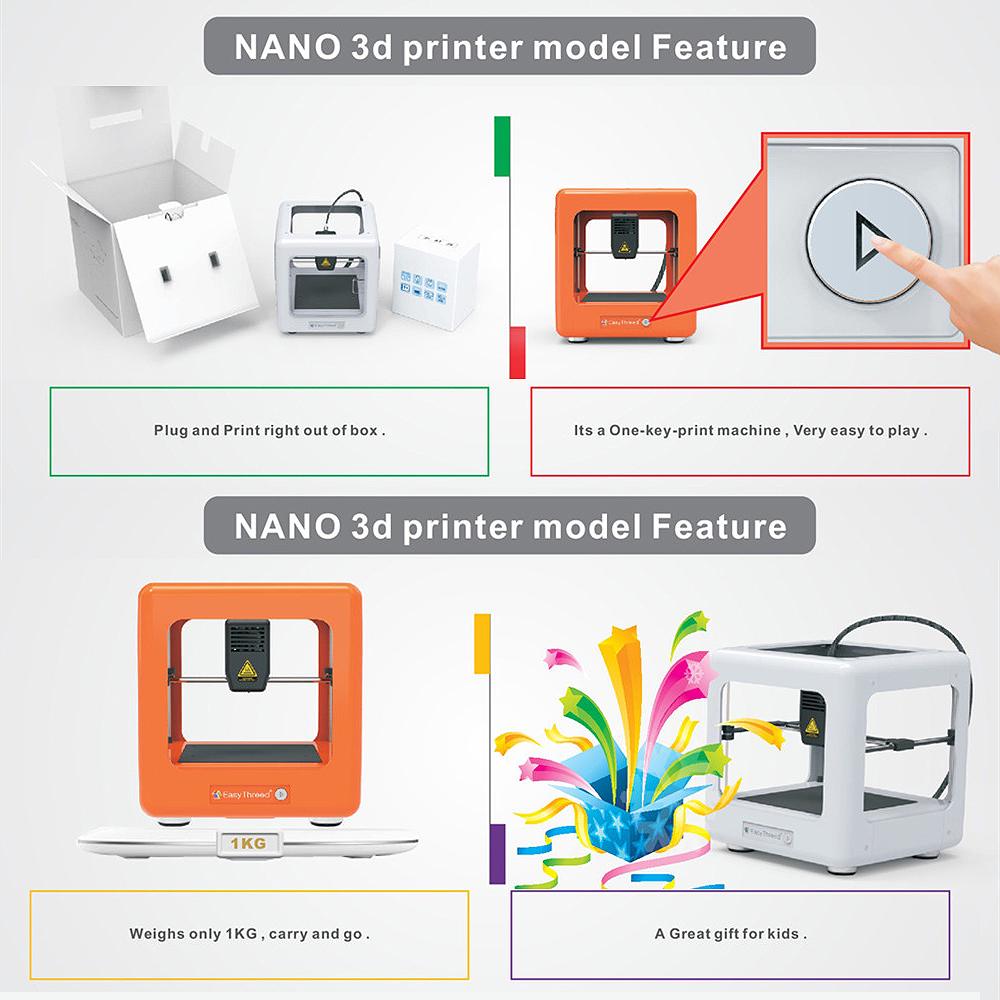 Buy EasyThreed E3D NANO 3D Printer No Assembling Desktop for Kids Students Easy Operation High ...