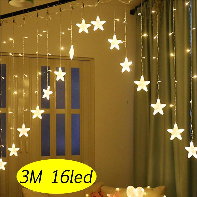 Cheap Star Curtain String Lights Christmas Fairy Lights Garland String ...