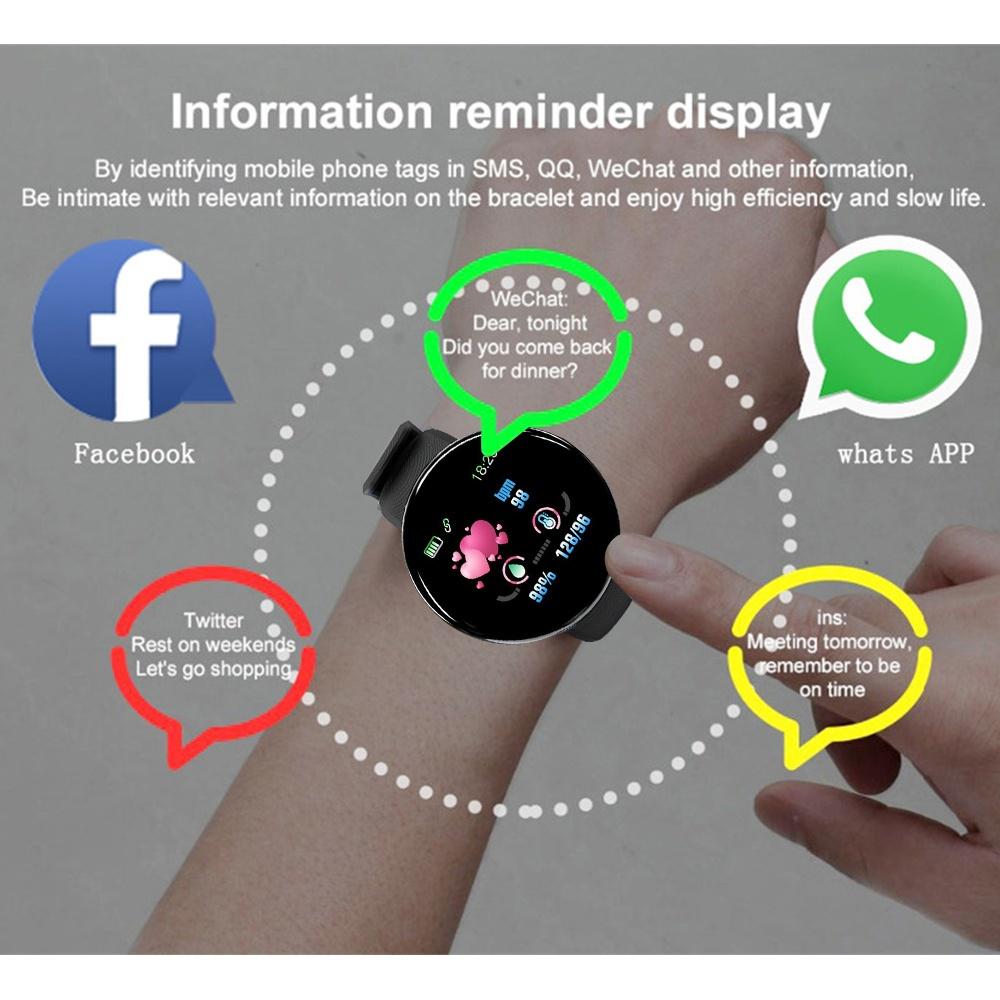 Buy D18 Bluetooth Watch Men Women Blood Pressure Smartwatch Sport ...