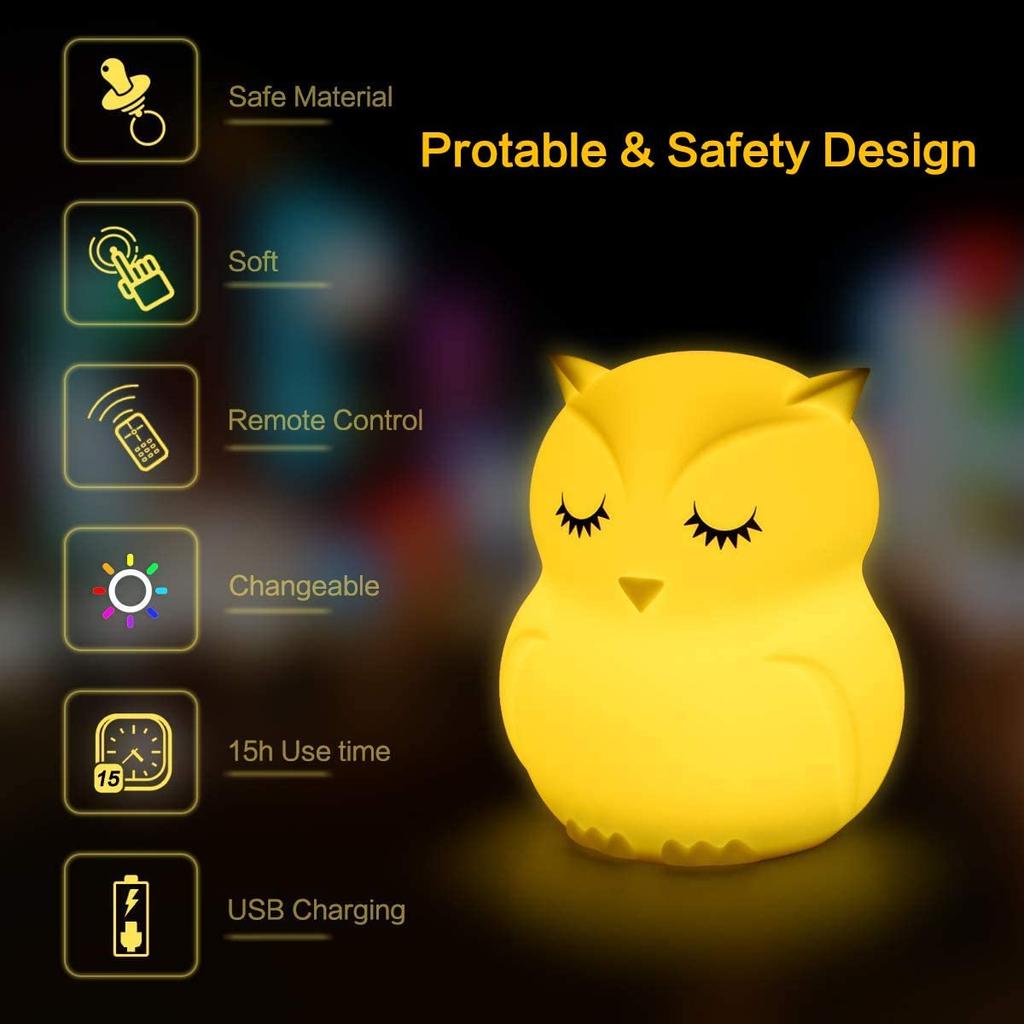 Buy Mothermed Owl Night Light for Kids Baby Silicone Night Light LED ...